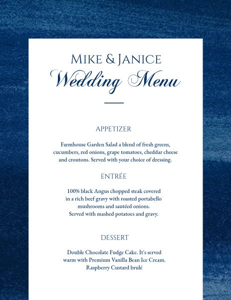 Wedding Menu Background